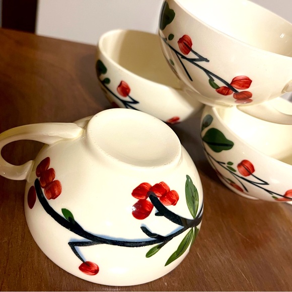 Vintage | Dining | 4 Vintage Hand Painted Blue Ridge Cups Bittersweet ...